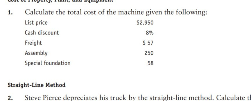 Solved 1. Calculate the total cost of the machine given the | Chegg.com