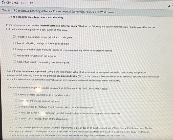 Solved CENGAGE MINDTAP Chapter 17 Conceptual Learning | Chegg.com