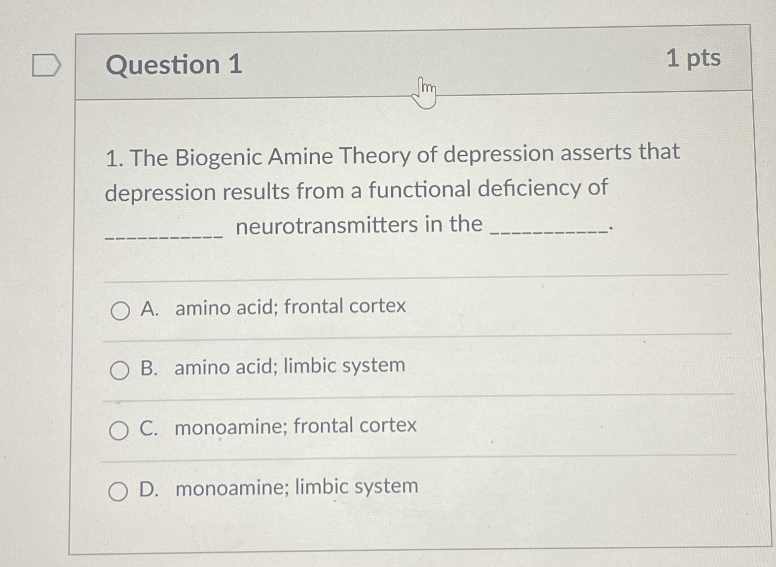 Solved Question 11 ptsThe Biogenic Amine Theory of | Chegg.com Solved Question 11 ptsThe Biogenic Amine Theory of | Chegg.com