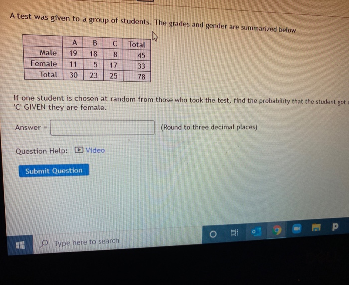 Solved A test was given to a group of students. The grades | Chegg.com
