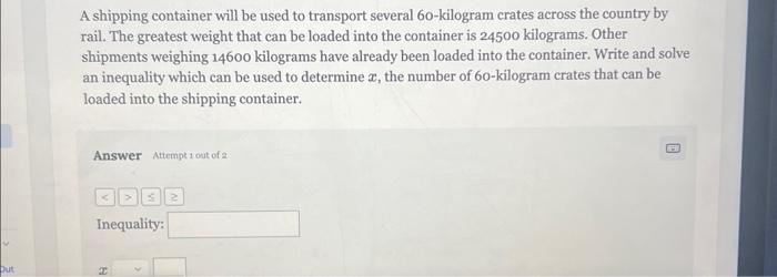 Solved A shipping container will be used to transport | Chegg.com