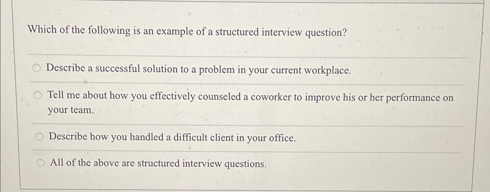 Solved Which of the following is an example of a structured | Chegg.com