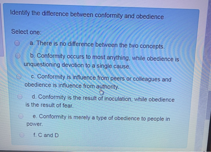 Solved Identify the difference between conformity and | Chegg.com