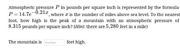 Solved Atmospheric pressure P in pounds per square inch is | Chegg.com