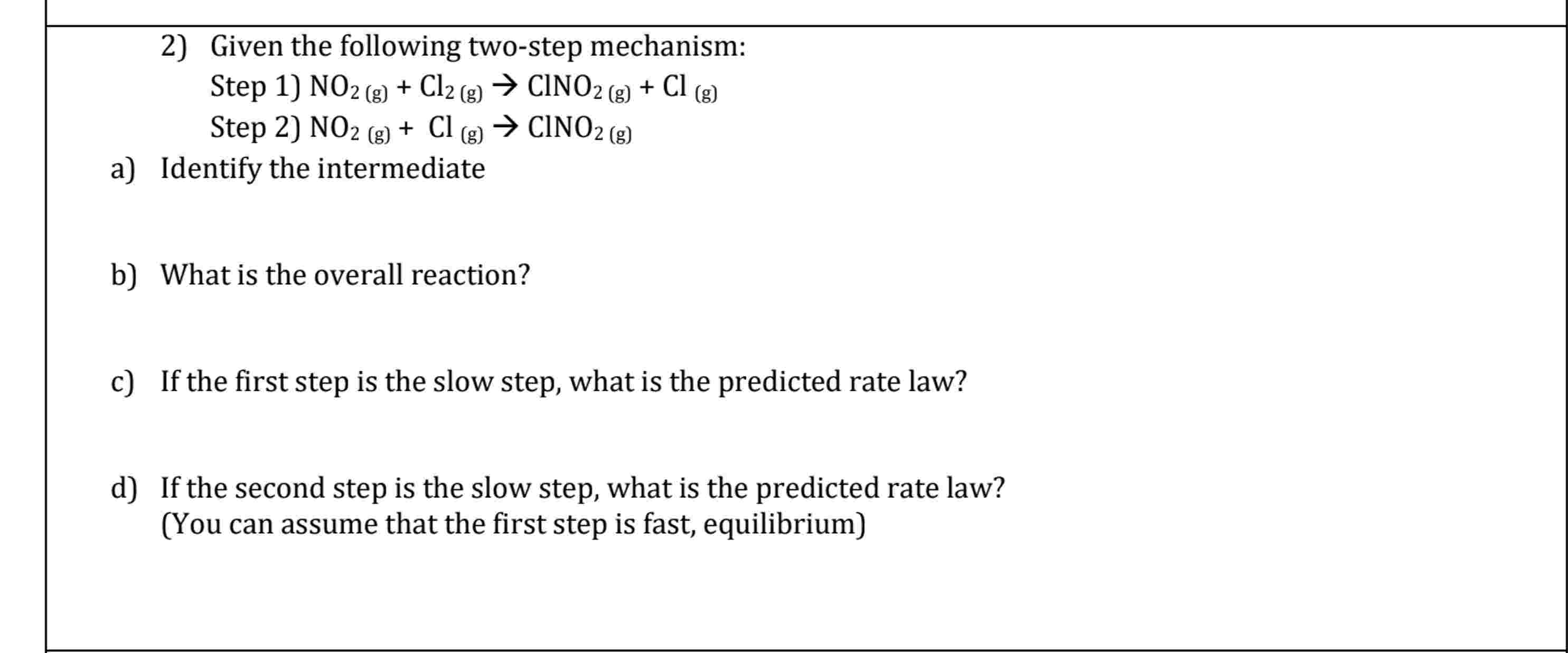 Given the following two-step mechanism:Step | Chegg.com