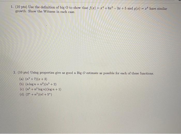 Solved Discrete Math - big O and number theoryplease help if | Chegg.com