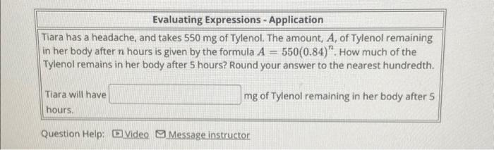 Solved Evaluating Expressions - Application Tiara has a | Chegg.com