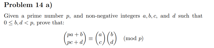 Solved Problem 14 ﻿a)Given a prime number p, ﻿and | Chegg.com