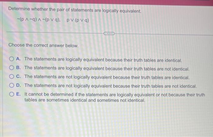 Solved Determine whether the pair of statements are | Chegg.com