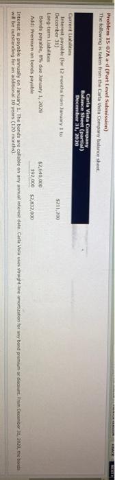 Solved Problem 15-07A ad (Part Level Submission) The | Chegg.com