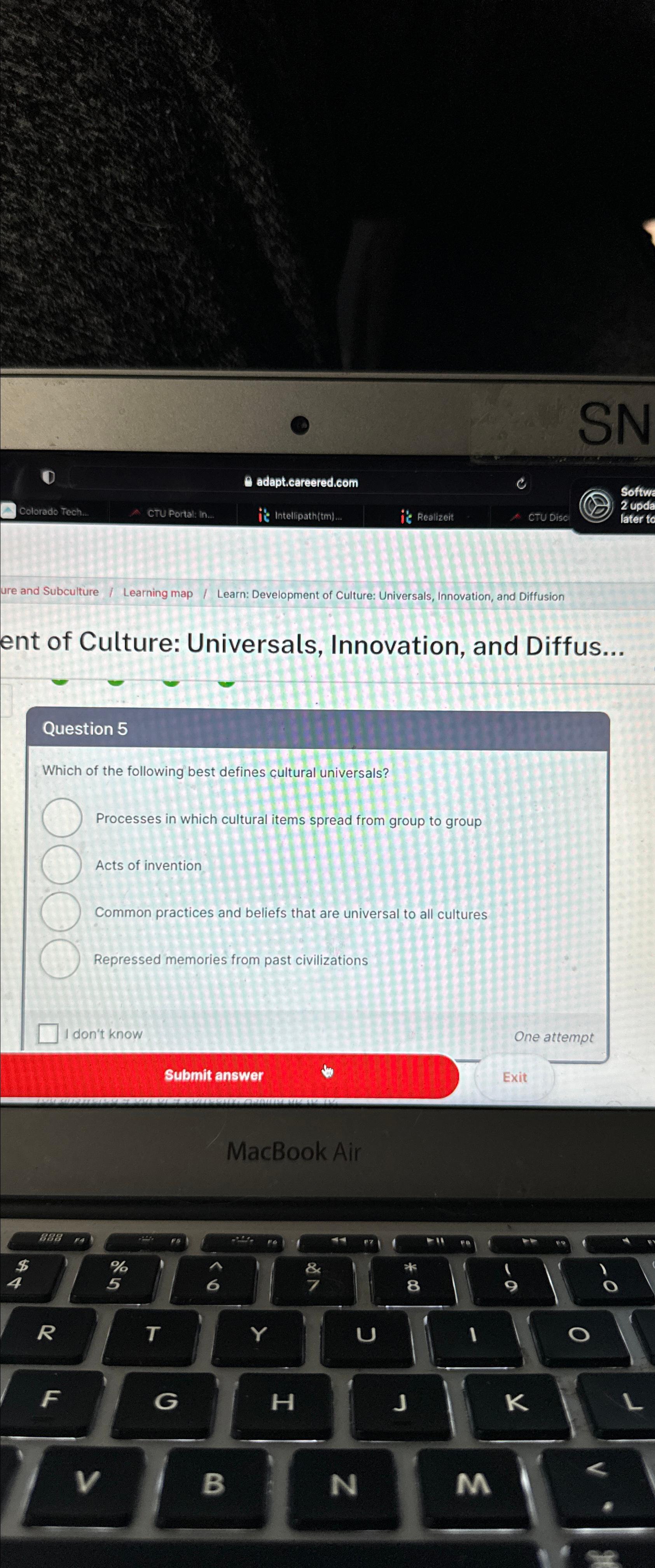 Solved ent of Culture: Universals, Innovation, and | Chegg.com
