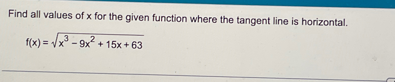 Solved Find all values of x ﻿for the given function where | Chegg.com