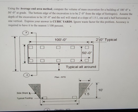 Solved Using the Average end area method, compute the volume | Chegg.com