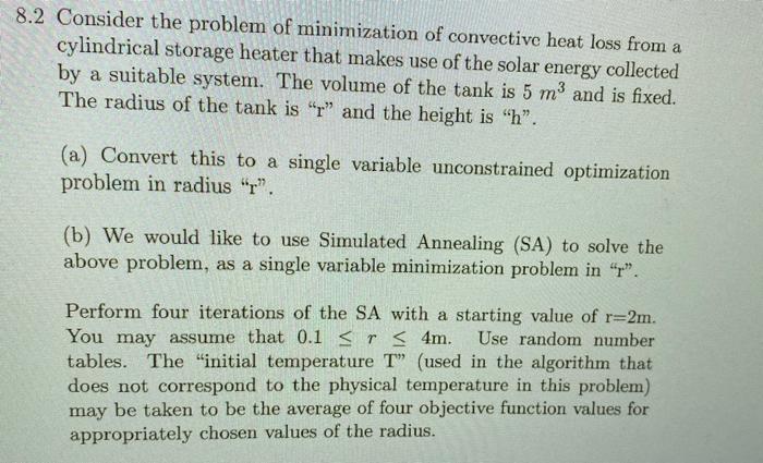 Solved 2 Consider the problem of minimization of convective | Chegg.com