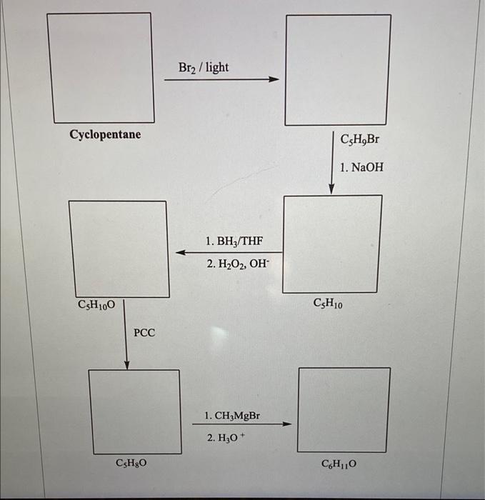 Solved Br2 / light Cyclopentane CsH,Br 1. NaOH 1. BHz/THF 2. | Chegg.com