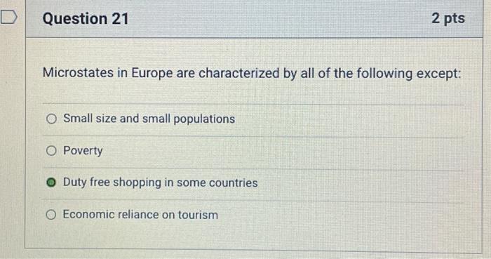 Solved Microstates in Europe are characterized by all of the | Chegg.com