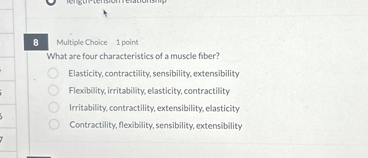 Solved 8Multiple Choice1 ﻿pointWhat are four characteristics | Chegg.com