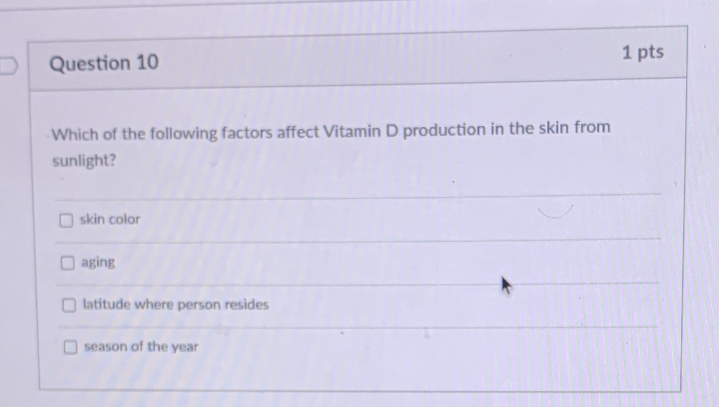 Solved Question 101 ﻿ptsWhich of the following factors | Chegg.com
