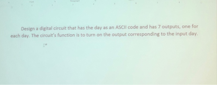 Solved Design a digital circuit that has the day as an ASCII | Chegg.com