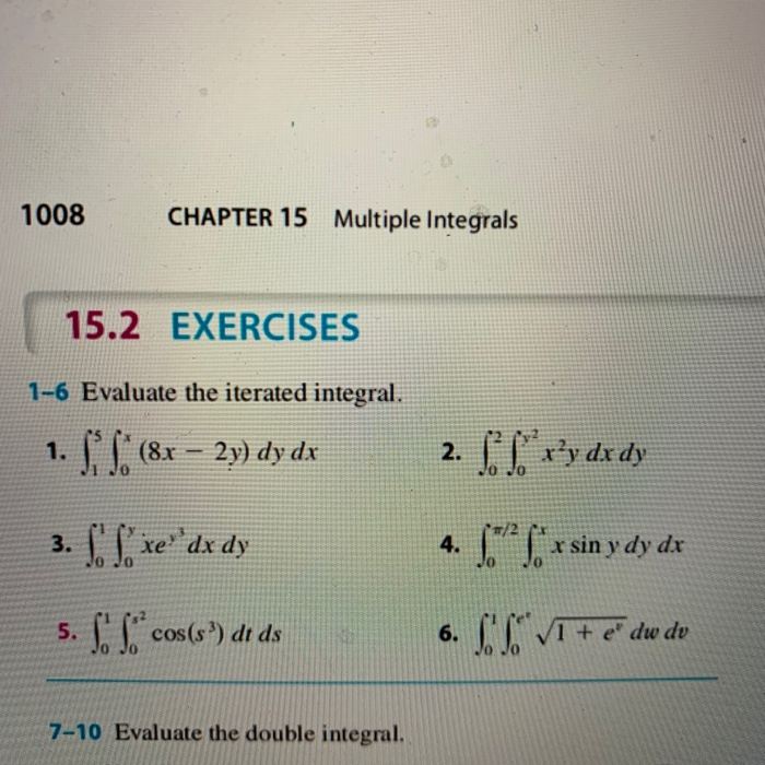 Solved 1008 CHAPTER 15 Multiple Integrals 15.2 EXERCISES 1-6 | Chegg.com