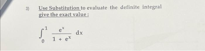 Solved Use Substitution to evaluate the definite integral | Chegg.com