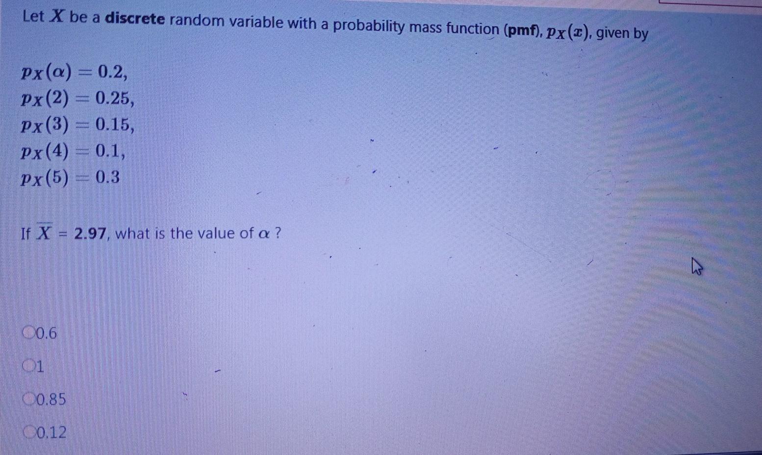 Solved Let X Be A Discrete Random Variable With A