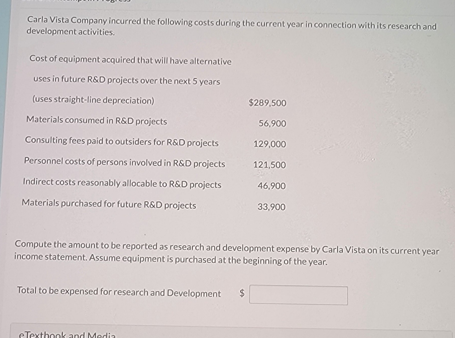 Solved Carla Vista Company incurred the following costs | Chegg.com