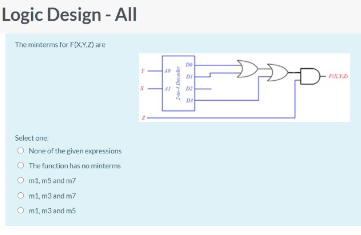 Solved Logic Design - All The minterms for F(X,Y,Z) are DO | Chegg.com