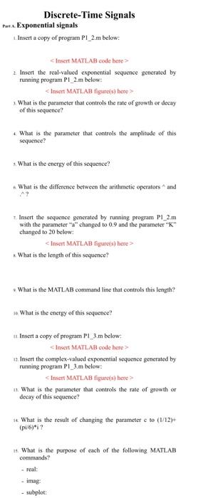 nt. Exponential signals 1. Insert a copy of program | Chegg.com