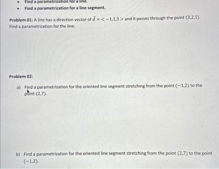 Solved Problem 01: A line has a direction vector of | Chegg.com