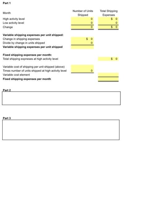 Solved Exercise 3-3 Given Data: Part 1 Month High activity | Chegg.com