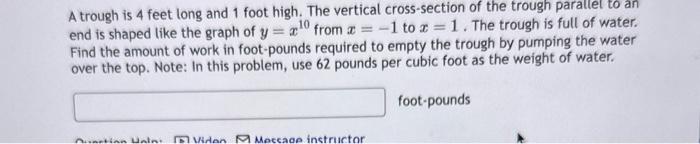 Solved A trough is 4 feet long and 1 foot high. The vertical | Chegg.com