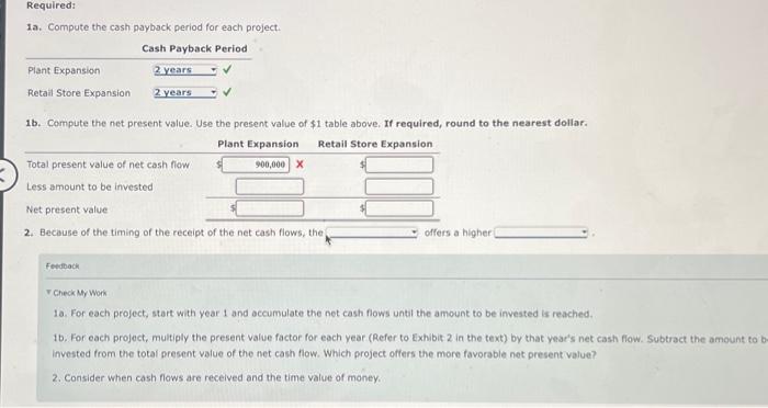 Solved Cash payback period, net present value method, and | Chegg.com