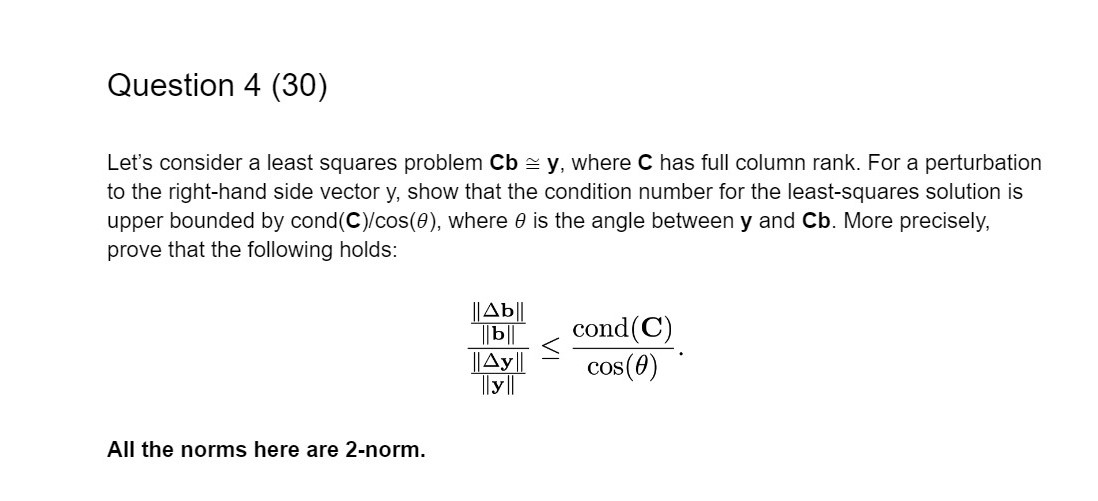 Solved Question 4 (30)Let's consider a least squares problem | Chegg.com