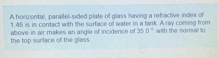 Solved A horizontal, parallel-sided plate of glass having a | Chegg.com