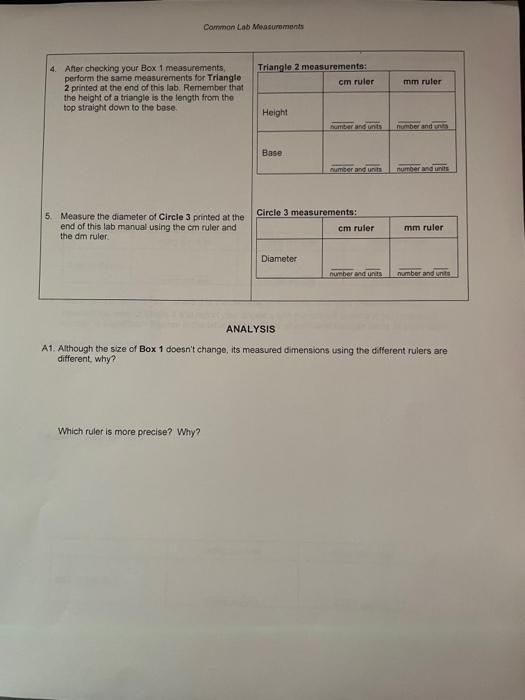 Rulers for Common Measurements Lab Decimeter | Chegg.com