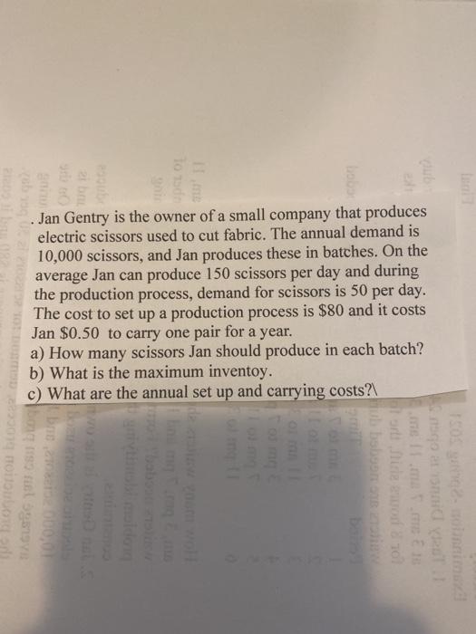 Solved Jan Gentry is the owner of a small company that | Chegg.com