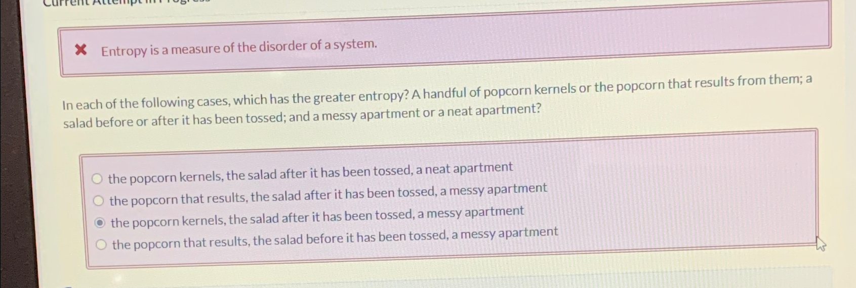 Solved Entropy Is A Measure Of The Disorder Of A System In