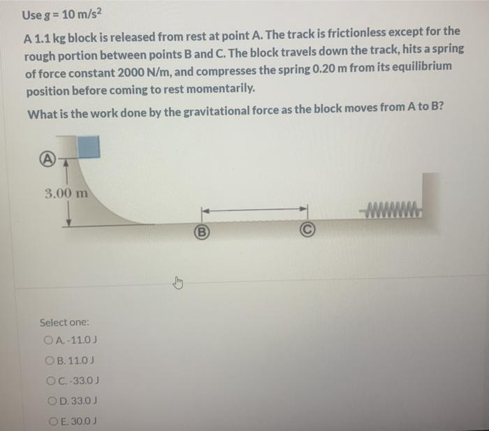 Solved Use g = 10 m/s2 A 1.1 kg block is released from rest | Chegg.com