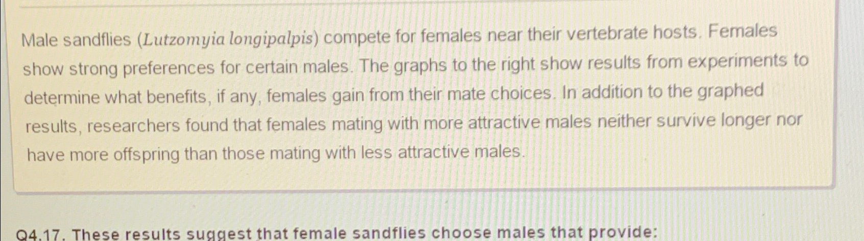 Solved Male sandflies (Lutzomyia longipalpis) ﻿compete for | Chegg.com