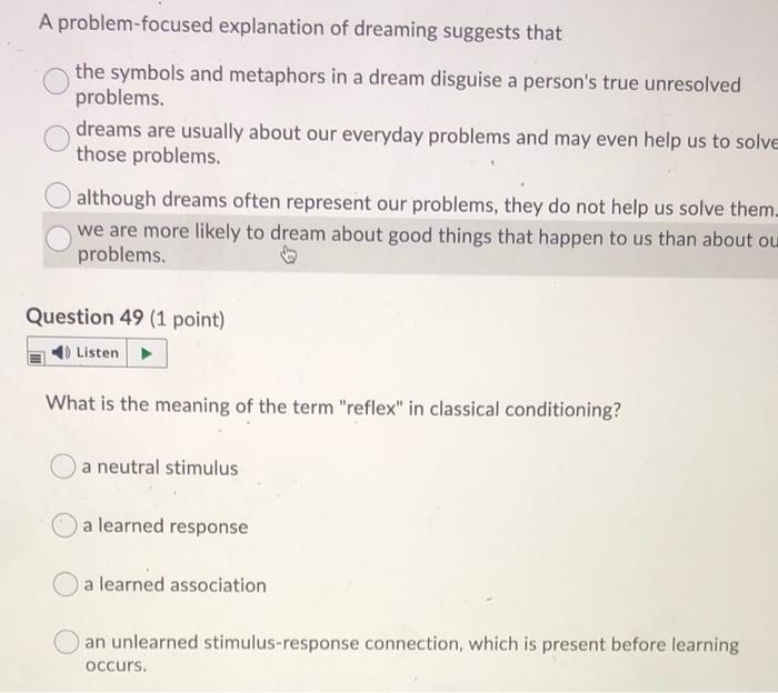 Solved A problem-focused explanation of dreaming suggests | Chegg.com