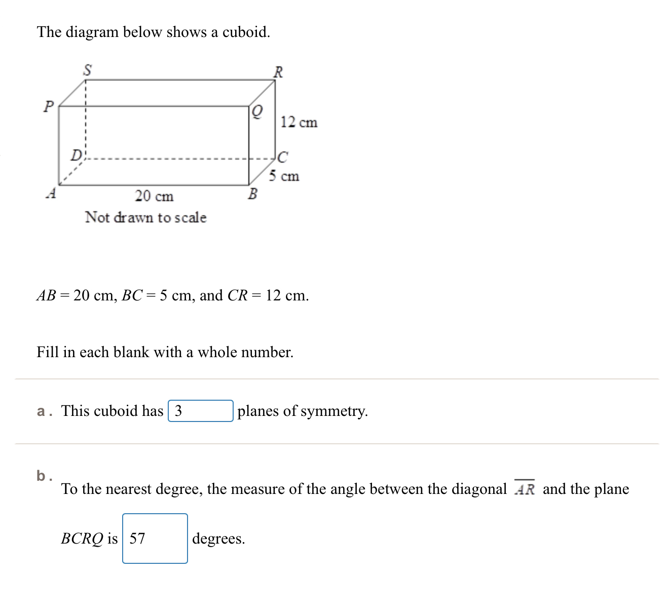 Solved The diagram below shows a cuboid.AB=20cm,BC=5cm, ﻿and | Chegg.com
