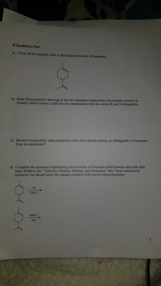 Solved Il Qualitative Part a) Circle all the isoprene units | Chegg.com