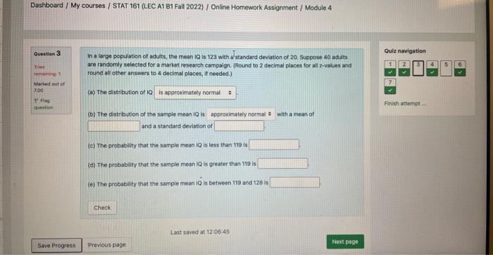 Solved Dashboard / My courses / STAT 161 (LEC. A1 B1 Fall | Chegg.com