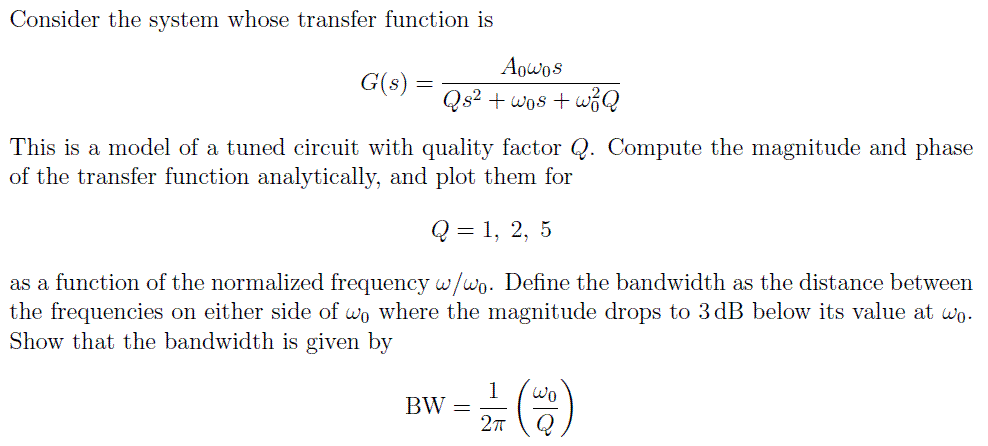Solved Consider the system whose transfer function is G(s) | Chegg.com