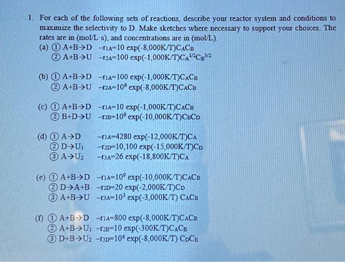 Solved 1. For each of the following sets of reactions, | Chegg.com