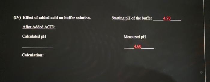 Solved Observations and Calculations (I) A buffer with equal | Chegg.com