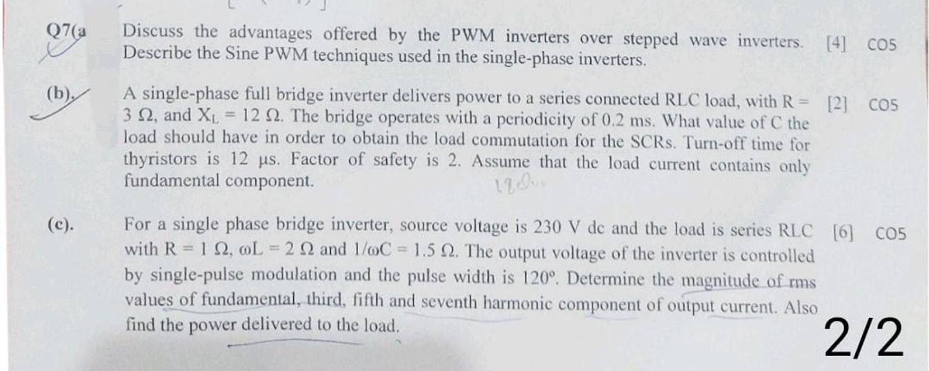 Solved Q7(a Discuss the advantages offered by the PWM | Chegg.com