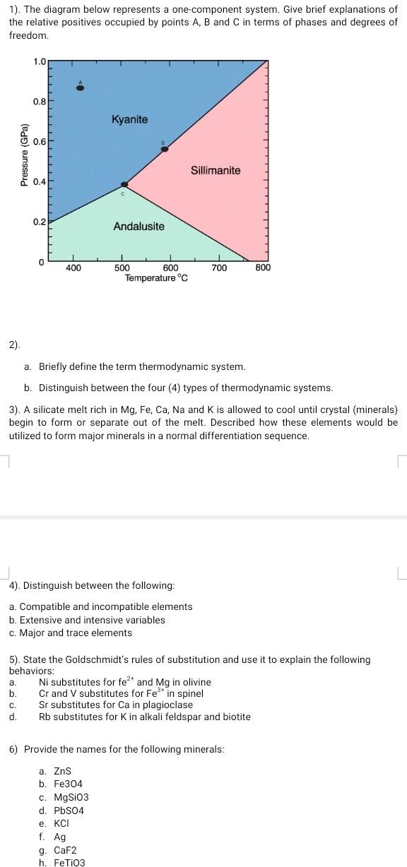 Solved 1). The diagram below represents a one-component | Chegg.com