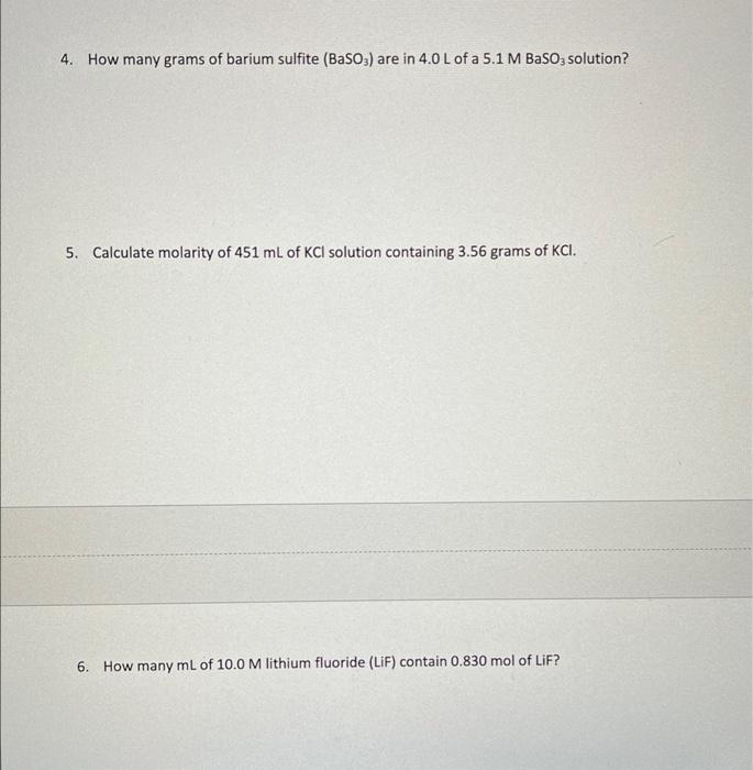 Solved 4. How many grams of barium sulfite (BaSO3) are in | Chegg.com